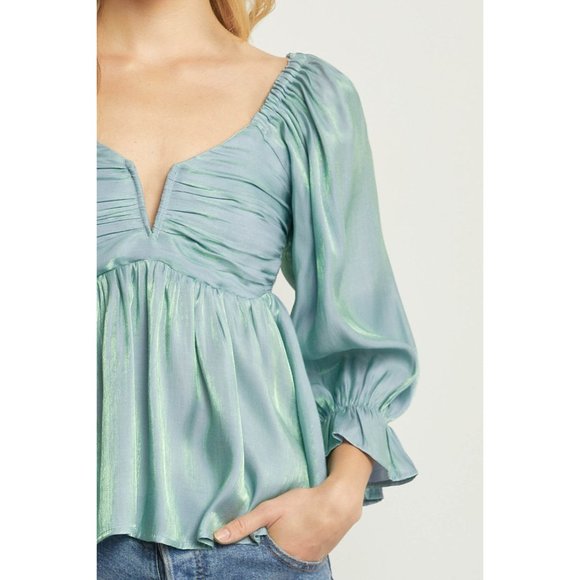 entro | Tops | Entro Iridescent Babydoll Top Blue | Poshmark